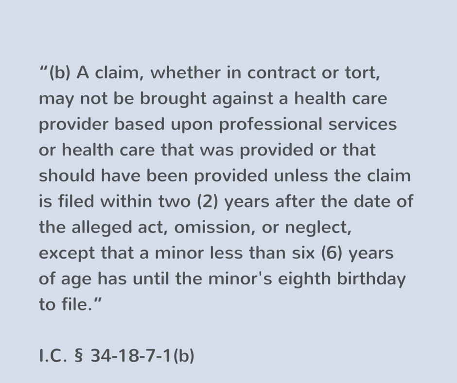 Indiana Medical Malpractice Statute of Limitations - Law Office of ...